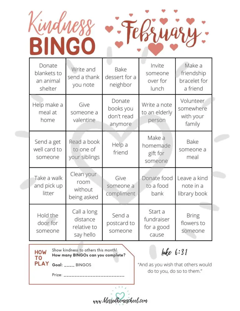 Monthly Kindness Bingo | Random Acts of Kindness for Kids