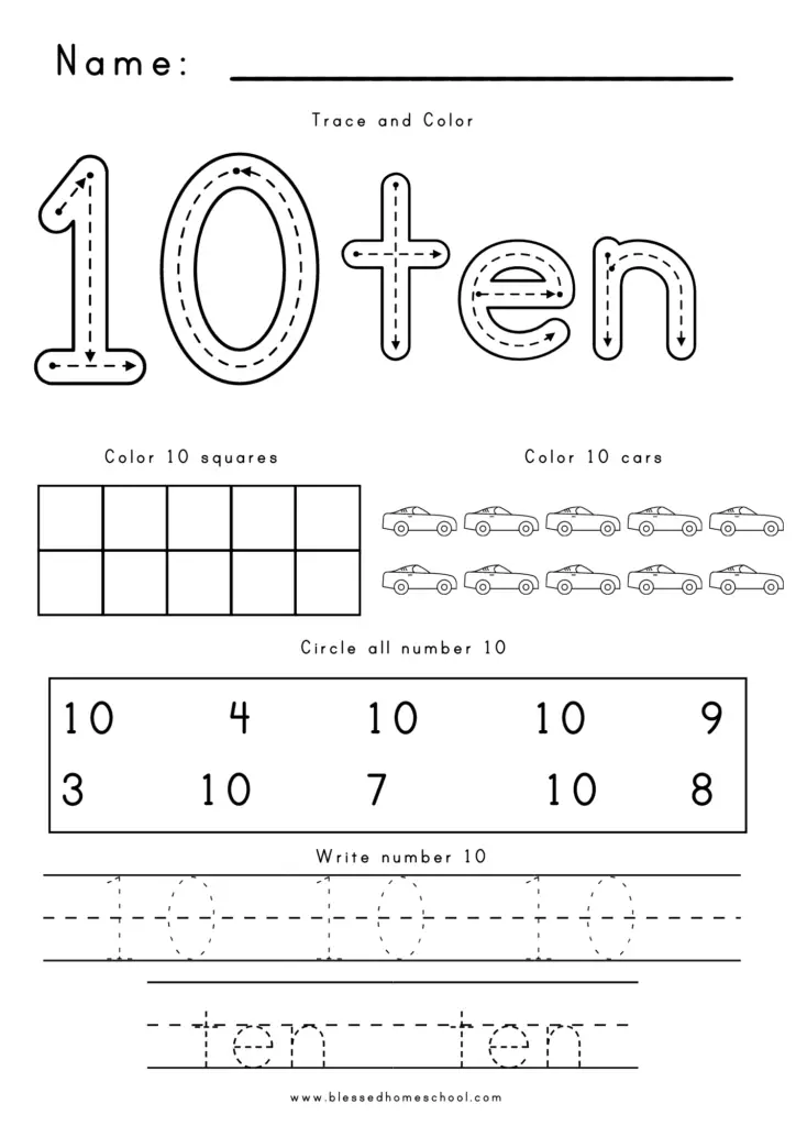 Number Review Worksheets (1-10) - Blessed Homeschool