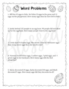 Easter Printable Worksheets for Elementary School