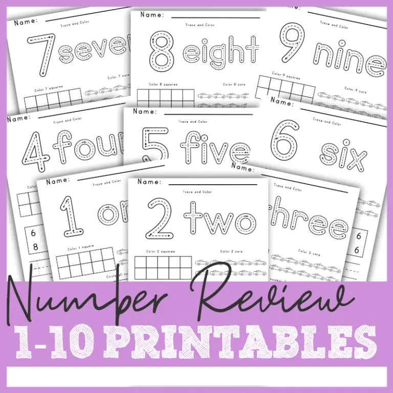 Number Review Worksheets (1-10) - Blessed Homeschool