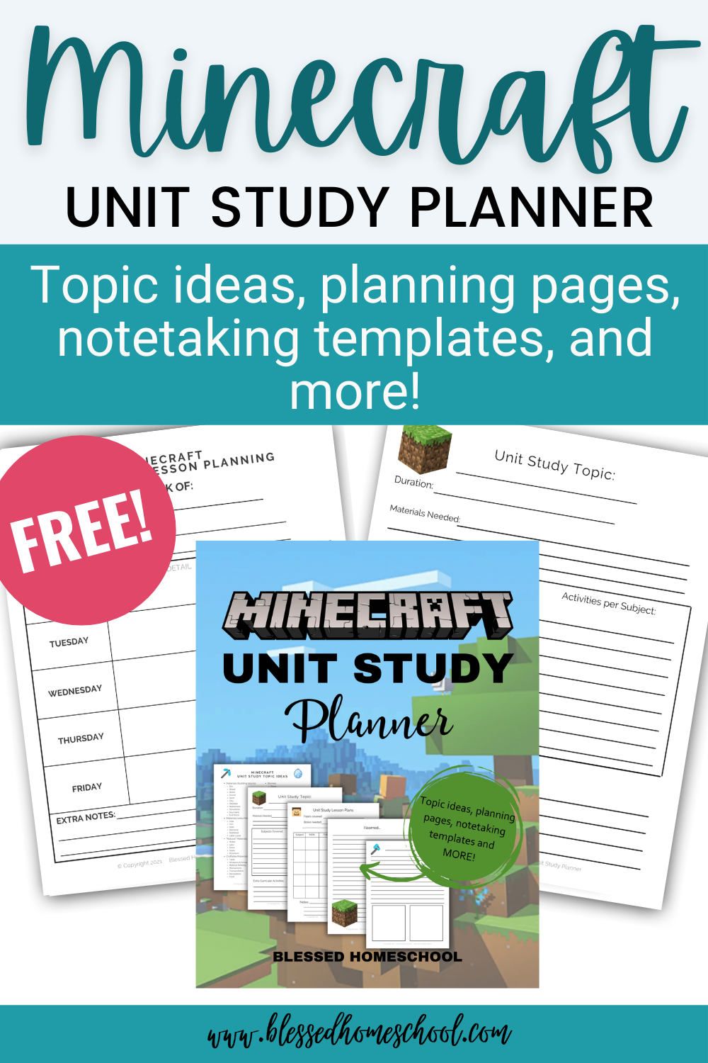 Free Minecraft Unit Study Planner for Your Homeschool