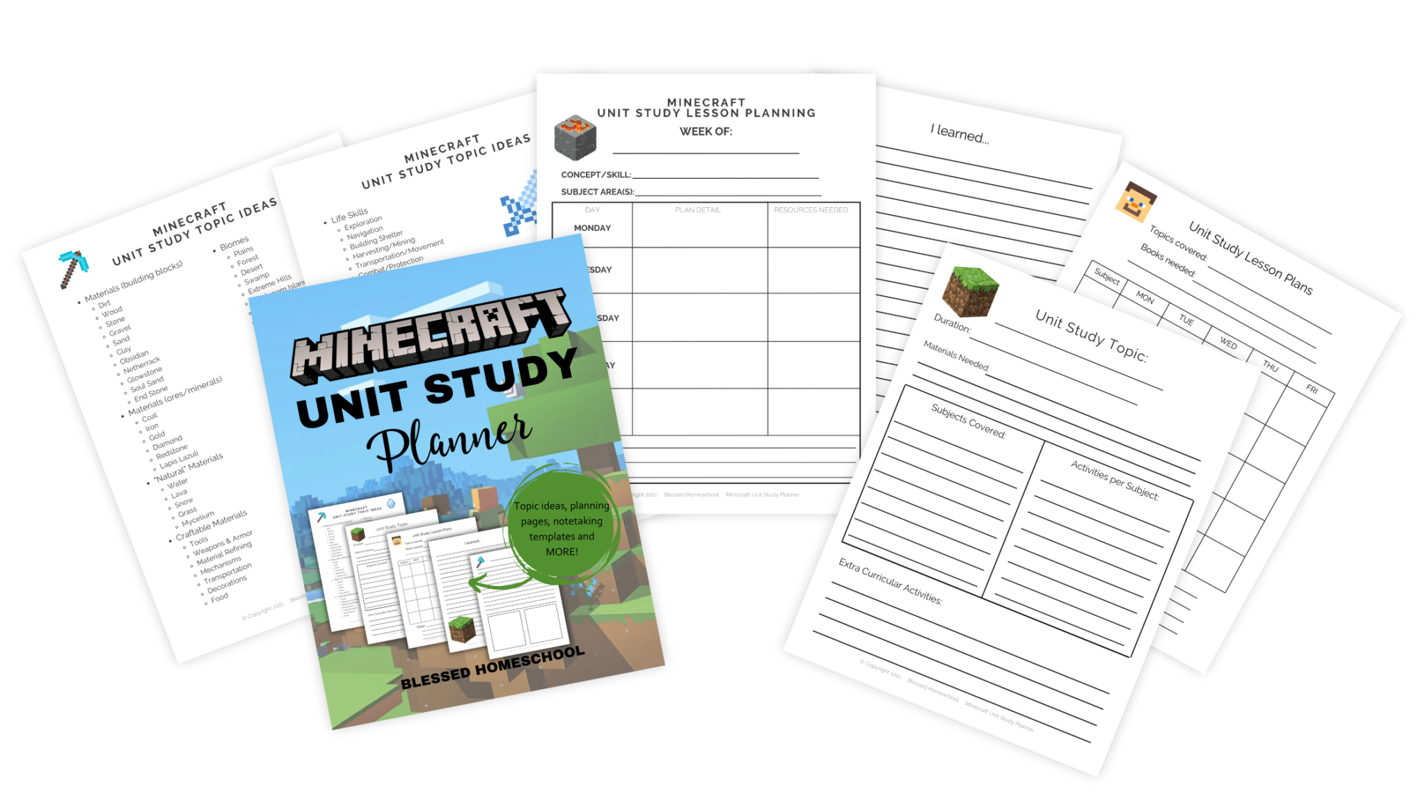FREE Printable Minecraft Unit Study Planner for Homeschool