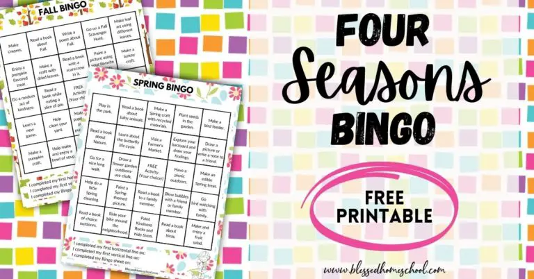 Four Seasons Free Printable Bingo Activity for Kids