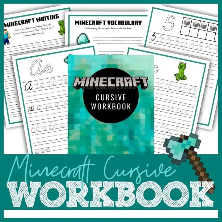 Minecraft Cursive Workbook - Minecraft Handwriting Printable