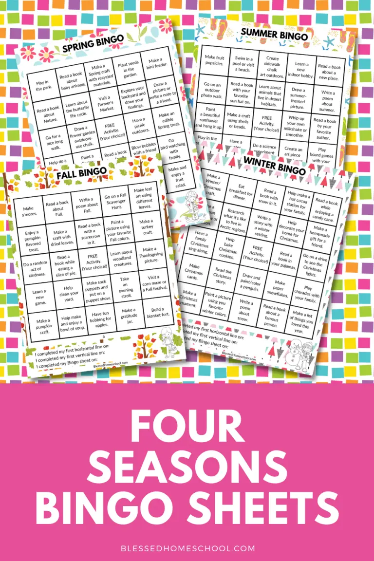 Four Seasons Free Printable Bingo Activity for Kids