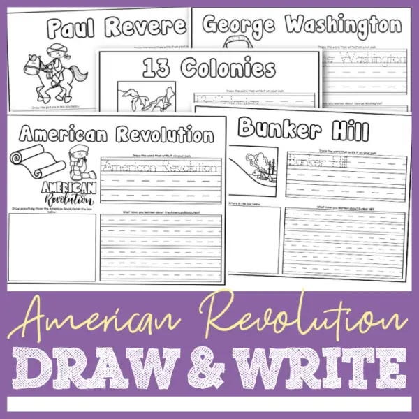 Free American Revolution Worksheets: Draw and Write