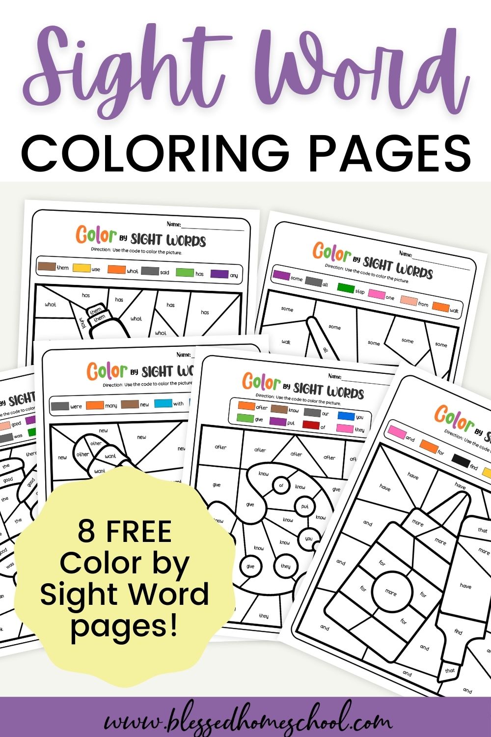 8 FREE Sight Word Coloring Pages for Early Readers