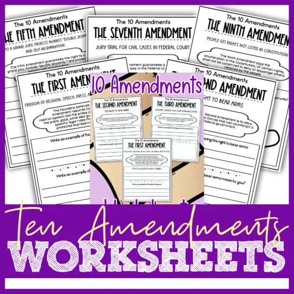 Ten Amendments Worksheets: Learn About the 10 Amendments