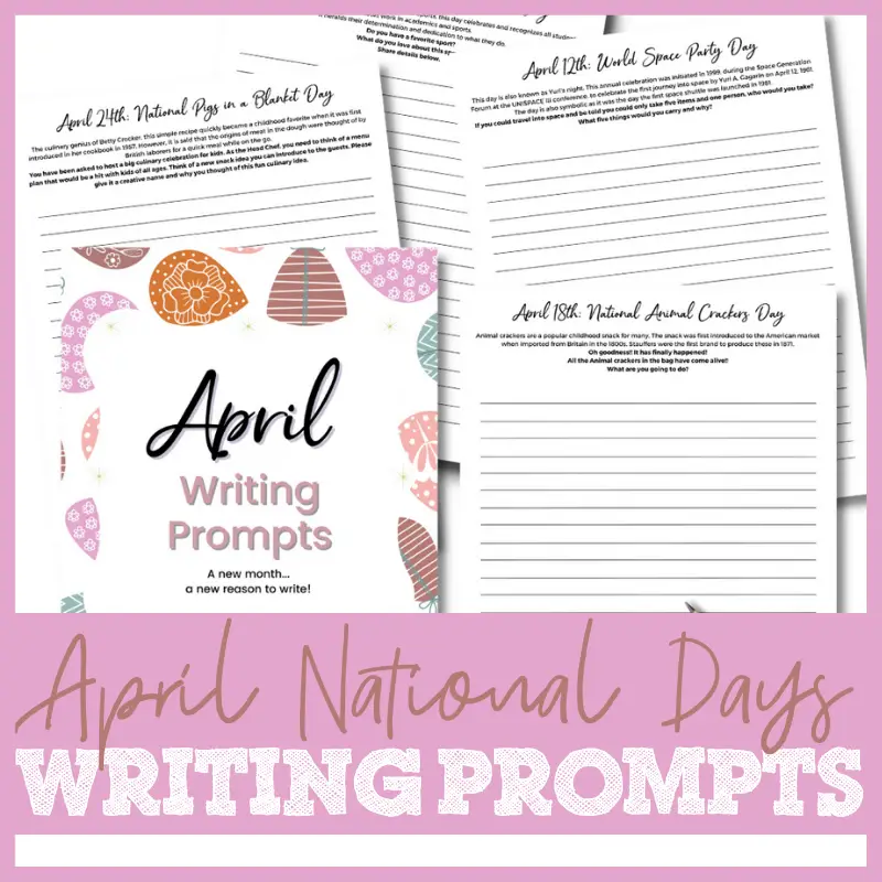 April National Days Writing Prompts for Kids