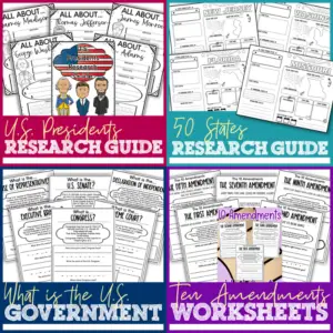 United States History Research Worksheets Bundle