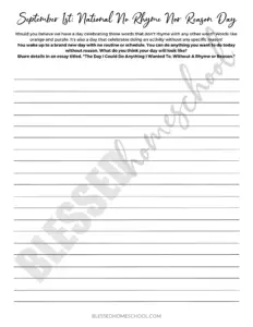 September Writing Prompts {Celebrate Each National Day!}