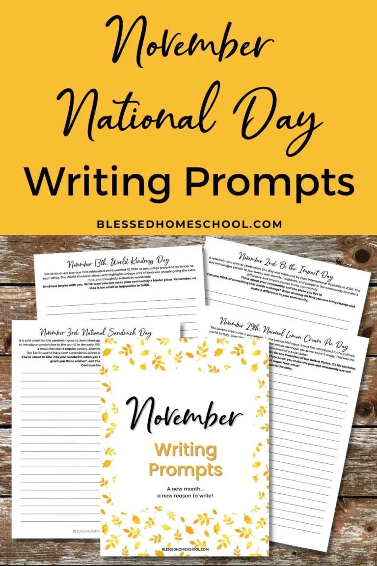 30 November Writing Prompts {Celebrate the National Days!}