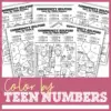Color by Teen Numbers Worksheets for Elementary Students