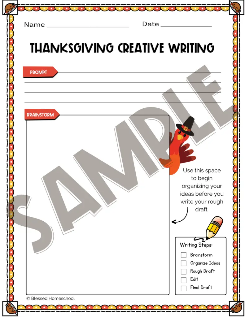 Thanksgiving Creative Writing Prompts + Thanksgiving Papers