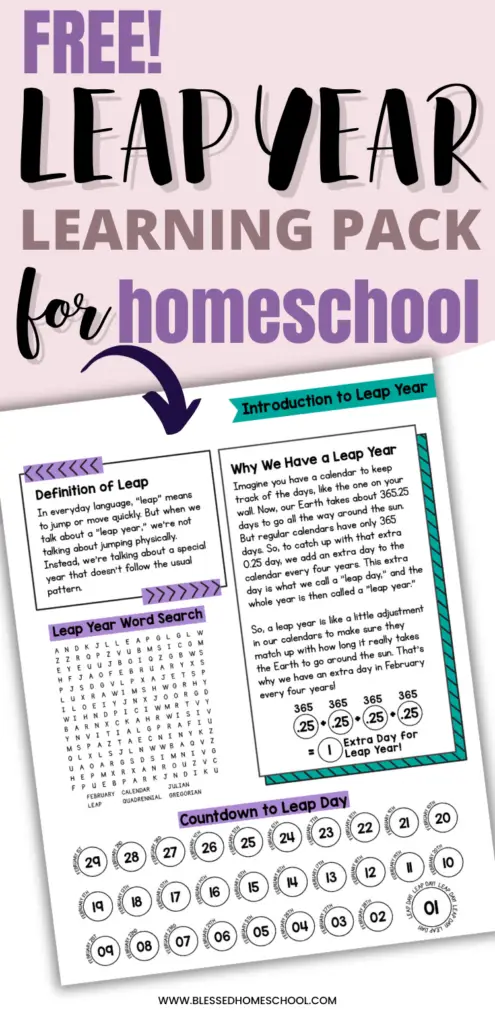 Free Leap Year Learning Packet Printable for Kids