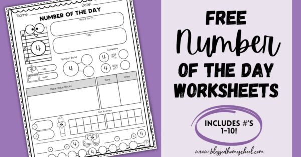 Number of the Day Printable FREE Math Worksheets