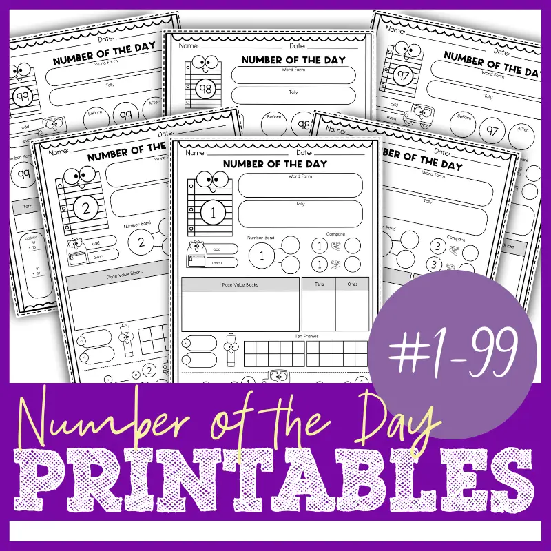 Number of the Day Printable | Second Graders | Morning Work