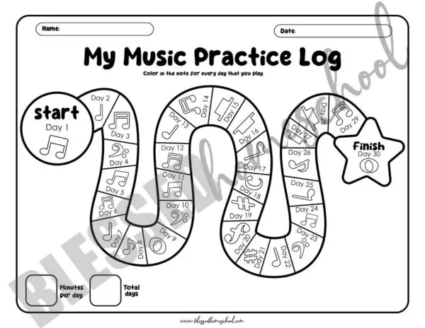 Printable Music Practice Logs for Kids