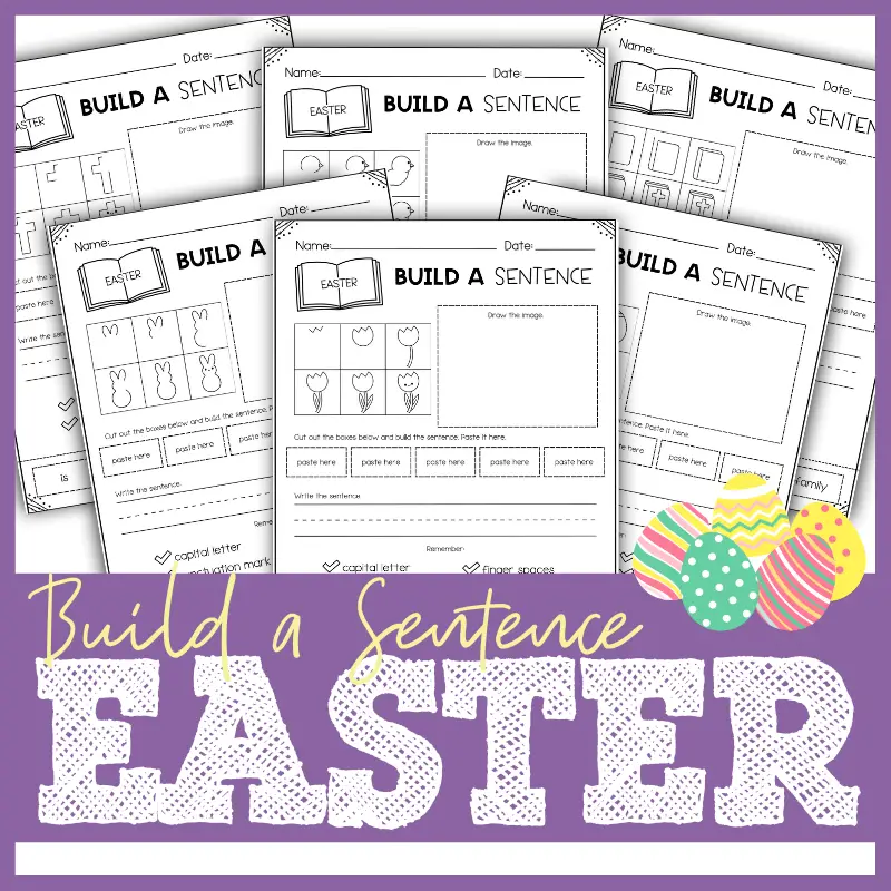 Easter Build a Sentence Worksheets for Kids