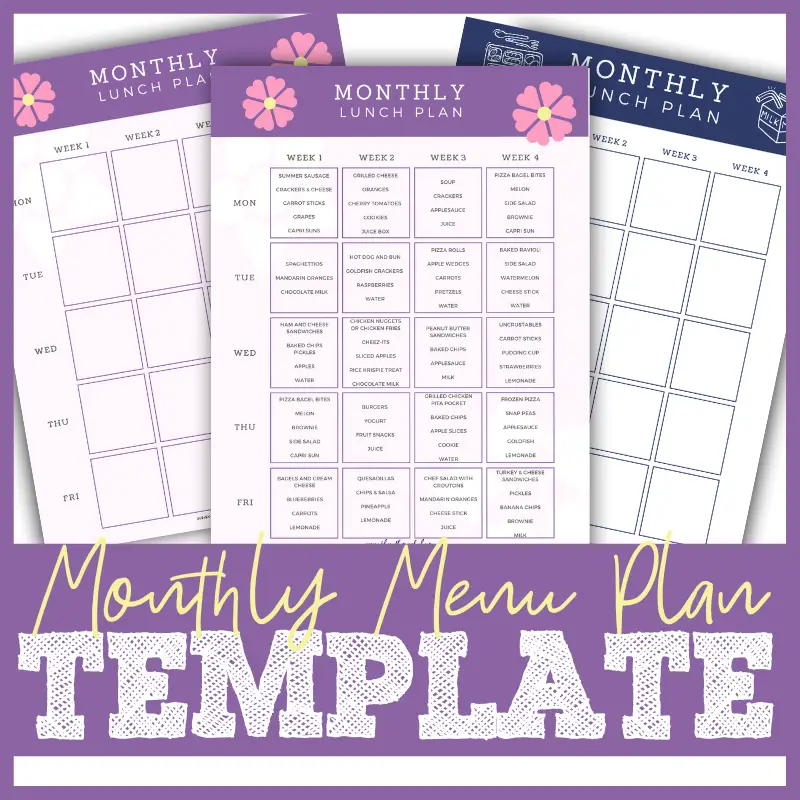 FREE Monthly Menu Template Printable | Easy Meal Prep & Plan