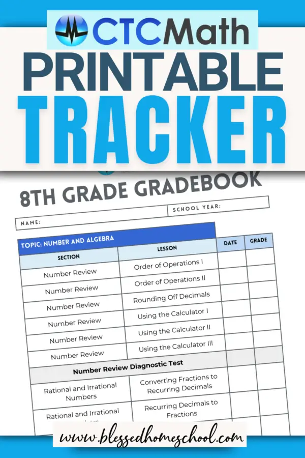 CTCMath Lesson Checklists and Grade Trackers
